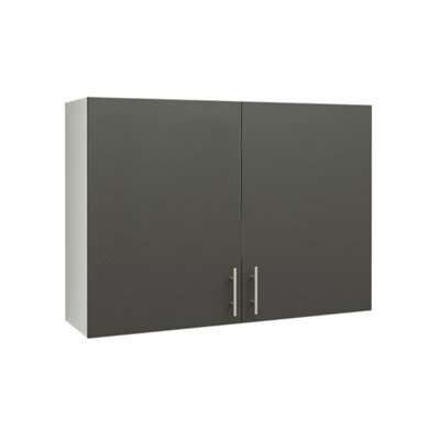 Jd Greta Kitchen Wall Unit 1000mm Storage Cabinet With Doors And Shelf 100Cm - Dark Grey Matt by ...