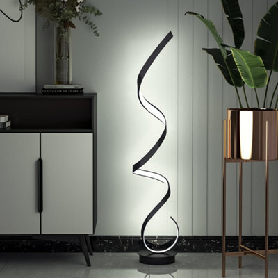 Living And Home Black Contemporary Led Spiral Floor Lamp Floor Light In ...