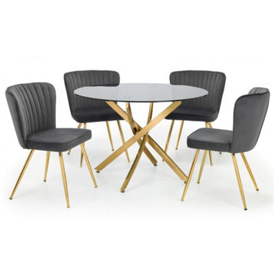 Ashfield Montero Round Table & 4 Cannes Grey Dining Chairs by B&Q ...
