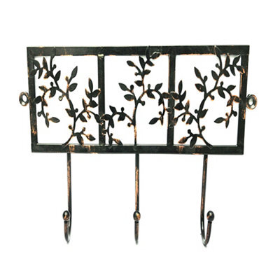 Black Antique Effect Steel Flora 3 Hook Rail (L)307mm (H)174mm by B&Q ...