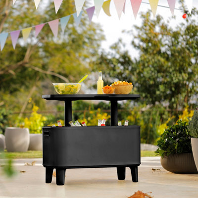 Keter Graphite Grey Plastic Non-Extendable Rectangular Lift-Up Table ...