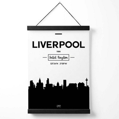 Artze Wall Art Liverpool Black And White City Skyline Art Print With ...