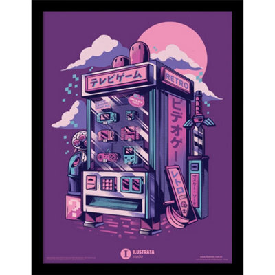 Ilustrata Retro Vending Machine Framed Poster Purple/white/green (40Cm ...