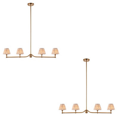 Loops Elegant 2 Pack Brushed Brass Ceiling Pendant Lights With Neutral ...