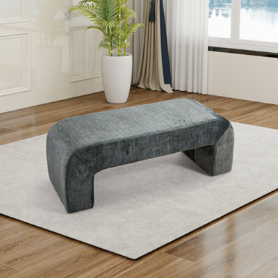 Living And Home Green Velvet Upholstered Bed End Bench Hallway Bench W ...