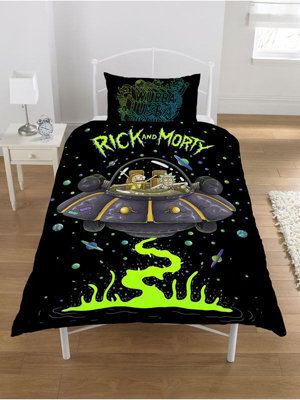 Rick And Morty Single Duvet Cover And Pillowcase Set by B&Q | ufurnish.com