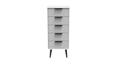 Fuji 5 Drawer Tallboy In Grey Matt & White (Ready Assembled) by B&Q ...