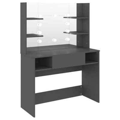 Berkfield Modern Makeup Table With Led Lights 100X40X135 Cm Mdf Grey by ...
