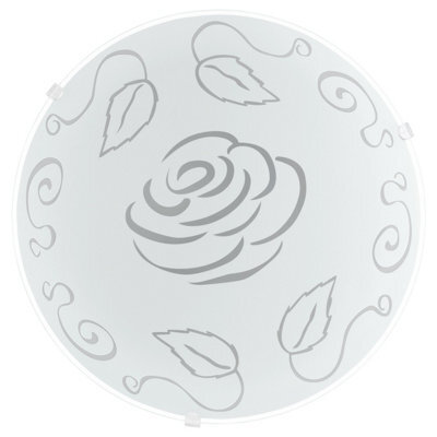 Elegant Wall And Ceiling Light With Rose Design - Satin Glass E27 Bulb ...