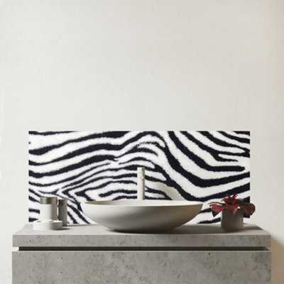 Warren Reed Designer Zebra Texture Pattern Glass Bathroom Splashback by ...