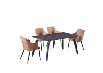 Life Interiors 5Pcs Zarah Cosmo Dining Table Set W/ A Black Dining ...