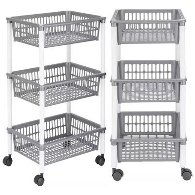 Pluto Packaging 3 X Multipurpose Trolley On Wheels 3 Tier Vegetable ...