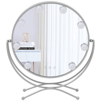 Living And Home White Luxurious Round Rotary Makeup Vanity Mirror With ...