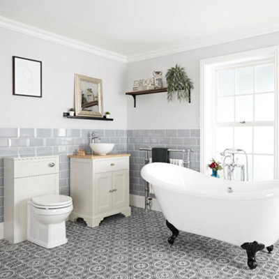 Homestylestore Antique White Bathroom Suite Double Ended Slipper Bath ...