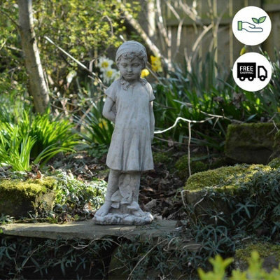 Stunning Statue Of Little Girl Hiding The Rose by B&Q | ufurnish.com
