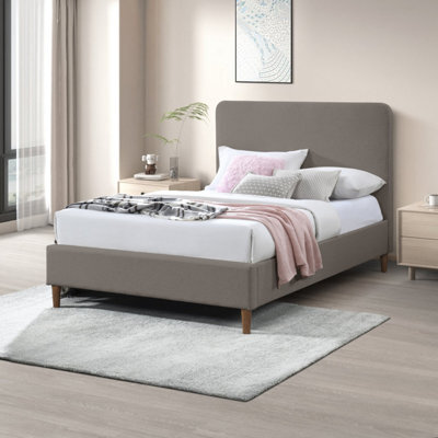 Furniturebox Uk King Size Bed - 'romy' Upholstered Beige Taupe Kingsize ...