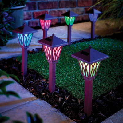 Coopers of Stortford Set Of 6 Colour-Changing Solar Stake Lights ...