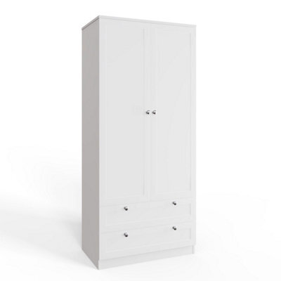 Fwstyle White 2 Door Wardrobe With 2 Drawers Panelled Modern Design by ...