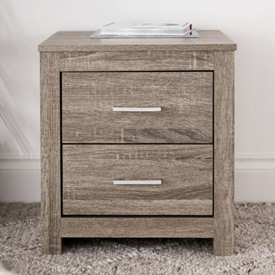 Essentials 2 Drawer Rustic Oak Bedside Table by B&Q | ufurnish.com