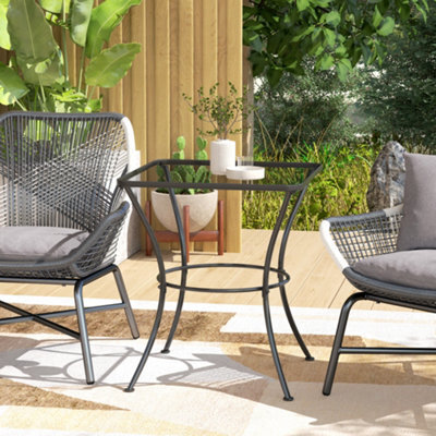 Outsunny 60 Cm Square Metal Table Outdoor Bistro Table Coffee Desk ...