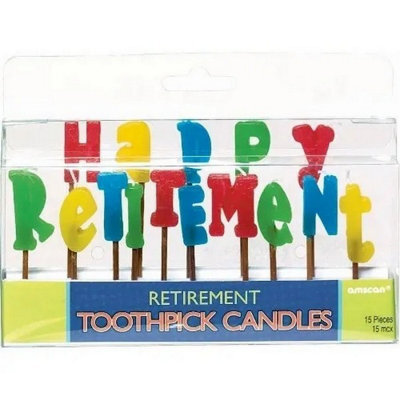 Amscan Happy Retirement Pick Candles (Pack Of 15) Multicoloured (One ...
