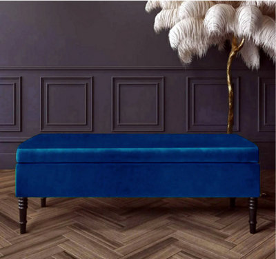 Safar Plain 150Cm Ottoman Storage Bench - Plush Velvet Shoe Bench ...
