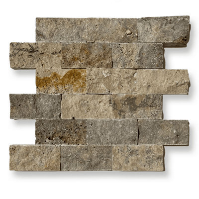 Lite Stone Scabos Multi Colour Travertine 5 X 10Cm Brick Size Split Face Cladding 30.5 X 30.5Cm ...