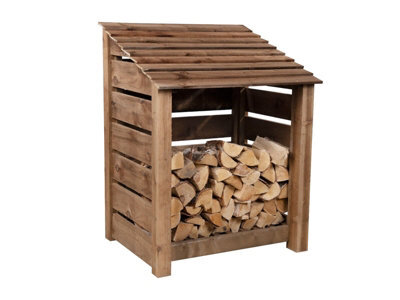 Arbor Garden Solutions Slatted Wooden Log Store W-99Cm, H-126Cm, D-88Cm ...