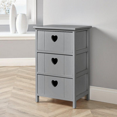 Home Source Lovestack Fully Assembled 3 Drawer Chest Storage Unit Grey ...