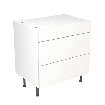 Kitchen Kit Pre-Built White Matt Base Unit 800mm - 3 Drawer Value Slab ...