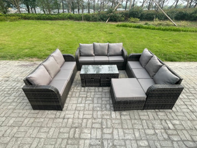 Fimous 12 Seater Rattan Garden Furniture Set Indoor Outdoor Patio Sofa ...