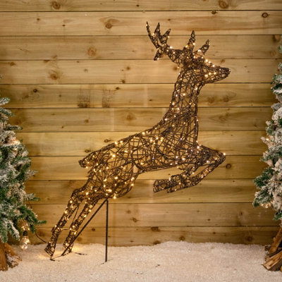 Samuel Alexander 1.5M Light Up Brown Christmas Prancing Stag With 260 ...