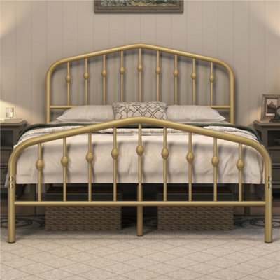 Yaheetech Antique Gold Full Size Metal Bed With Arched Headboard by B&Q ...