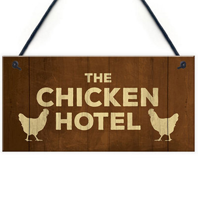 Red Ocean Chicken Signs And Plaque The Chicken Hotel Garden Sign ...