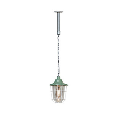 Industrial Galvanized Conduit 20Cm Pipe Pendant Light E27 Base Green ...