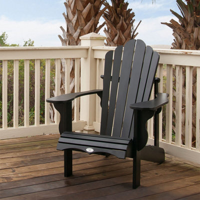 Xample Leisure Line Adirondack Garden Chair In Black Faux Wood Hdpe Uv ...
