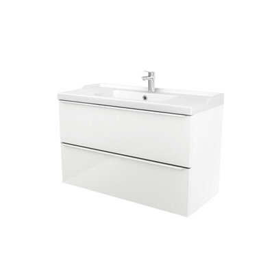 GoodHome Imandra White Wall-Mounted Vanity Unit & Basin Set - Includes ...
