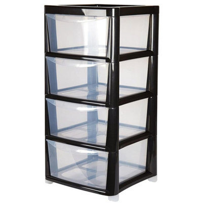Storm Trading Group Black 4 Drawer Storage Tower Unit With Clear ...