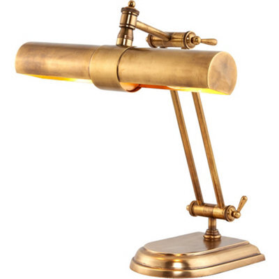 Solid Brass Adjustable Antique Table Lamp Task Light - Twin Led Bulb ...