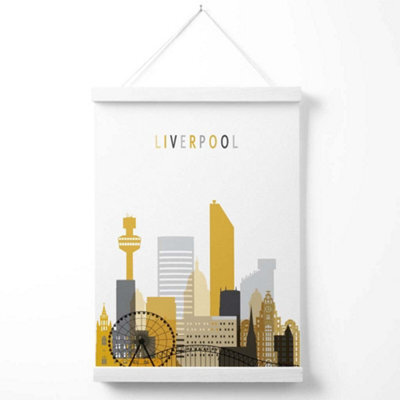 Artze Wall Art Liverpool Yellow And Grey City Skyline Art Print With ...