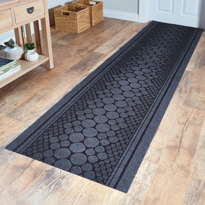 Hallway Runner In Black, Heavy-Duty Slip-Resistant Rug With Dirt ...