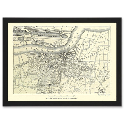 Artery8 Map Antique Woolwich Plumstead London River Thames Wall Art ...