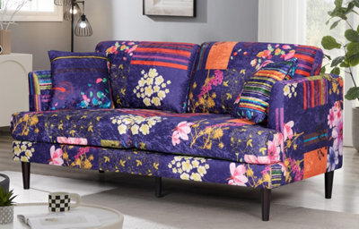 Purple Patchwork Fabric 3 Seater Sofa by B&Q | ufurnish.com