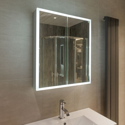 Mia Led Cabinet 600 X 700mm Double Door Demister And Shaver Socket ...