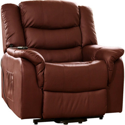 Almeira 94Cm Wide Burgundy Bonded Leather Electric Lift Assist Power ...