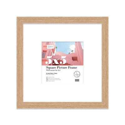 "5X5"" Oak Picture Frame - 5X5"" Square Frame With 3X3"" Mount For 5X5 ...