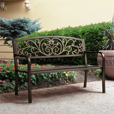 Yaheetech Bronze Outdoor Iron Bench For Patio, Garden, Park by B&Q ...