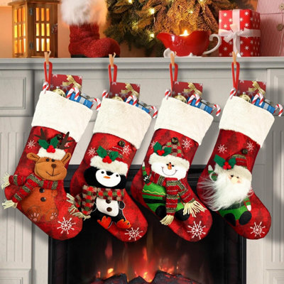 Christmas Stockings Set Of 4,18 Inch Large Christmas Stocking For S,red ...
