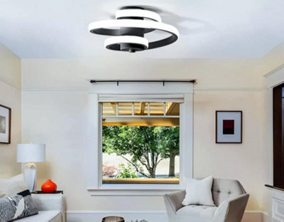 Semi Flush Led Ceiling Light Ceiling Lamp Light Fixtures 18W Black by B ...