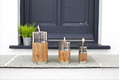 Garden Oil Lamp Wood - Garden Fire Bowl - Outdoor Table Lighting ...